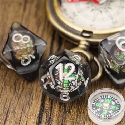 Compass Dnd Dice Set Custom Dice 7 Piece Translucent Set Rpg Etsy
