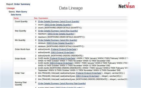 Cognos Data Management In Netvisn Cognos Data Lineage