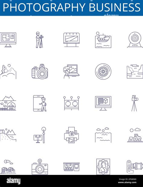 Photography Business Line Icons Signs Set Design Collection Of