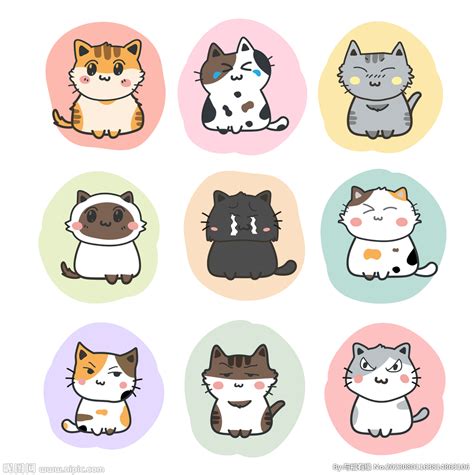 可爱卡通小猫咪元素设计图 其他 动漫动画 设计图库 昵图网