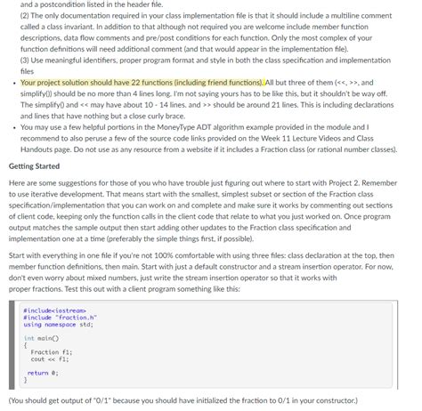 Solved Project 2 Fraction Class With Operator Overloading