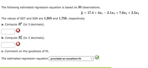 Solved The Following Estimated Regression Equation Is Based
