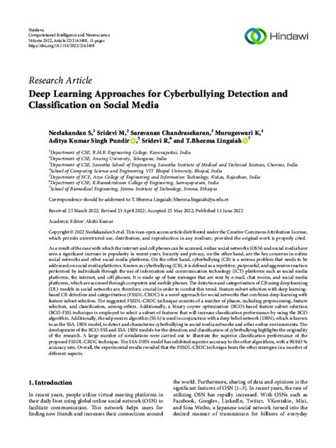 Pdf Deep Learning Approaches For Cyberbullying Detection And Classification On Social Media