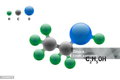 화학 모델 분자 에탄올 C2h5oh 과학 요소 공식 통합 입자 자연 무기 3d 알코올 분자 구조 화합물 탄소 산소 및 수소 원자 벡터 구체 3차원 형태에 대한 스톡 벡터