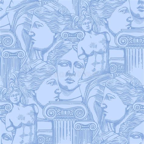 classical pattern of venus de milo and columns stock vector