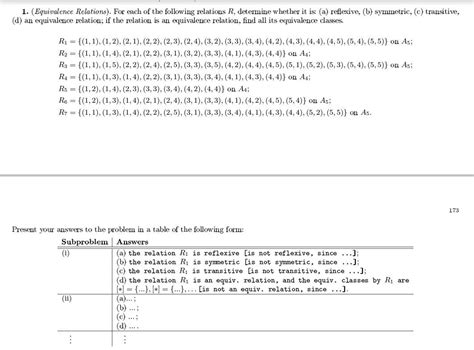 solved 1 equivalence relations for each of the following