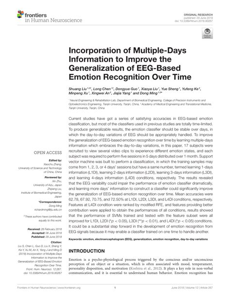 Pdf Incorporation Of Multiple Days Information To Improve The Generalization Of Eeg Based
