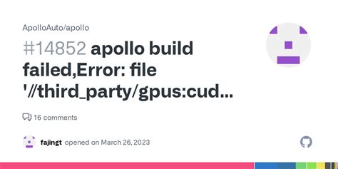 Apollo Build Failederror File Thirdpartygpuscudaconfigurebzl