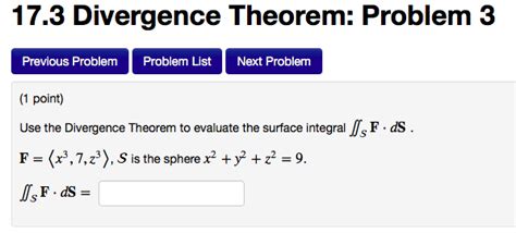 solved 17 3 divergence theorem problem 3 previous problem