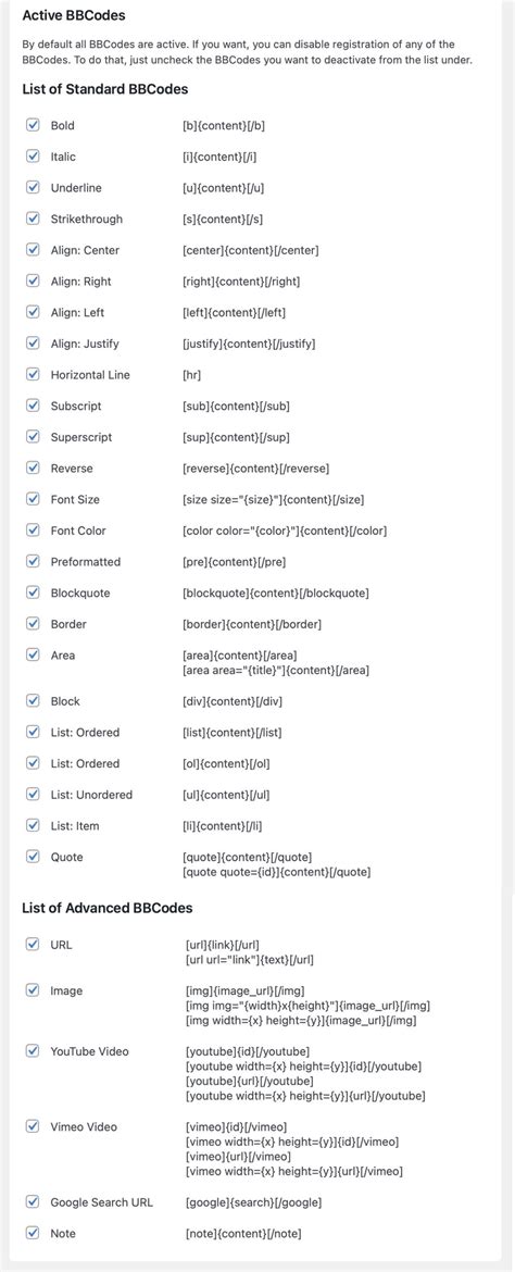 View Formatting Short Codes Available Tax Free Havens
