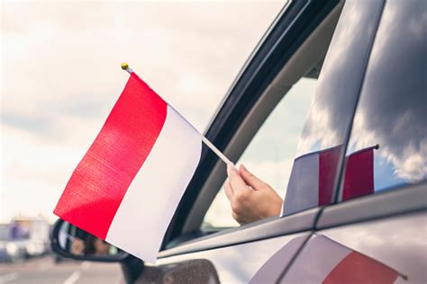 열린 차 창에서 인도네시아 국기를 들고 있는 여성 또는 소녀 개념에 대한 스톡 사진 및 기타 이미지 개념 관광 관광객 Istock