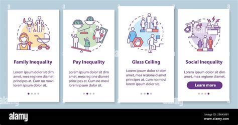 Gender Inequality Onboarding Mobile App Page Screen With Concepts Women Discrimination And