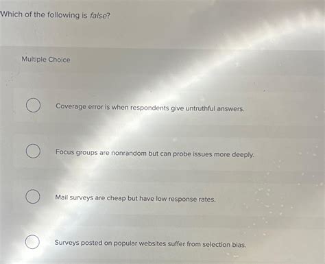 Solved Which Of The Following Is Falsemultiple