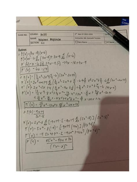 Product Rule Quotient Rule And Chain Rule Differentiation Pdf