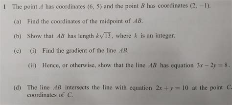Solved The Point A Has Coordinates And The Point B Has Coordinates A Find The