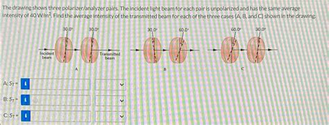 Solved The Drawing Shows Three Polarizer Analyzer Pairs The