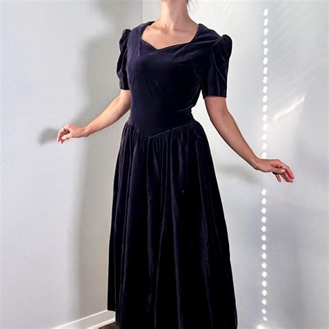 Vintage S Purple Velvet Laura Ashley Original Size Etsy