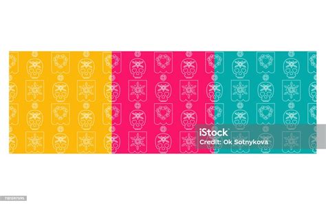 죽은 날 디아 드 로스 무에르토 스퀘어 원활한 패턴 멕시코 번팅 설탕 Skul 꽃 공휴일에 대한 스톡 벡터 아트 및 기타 이미지 공휴일 기하 도형 꽃 식물 Istock