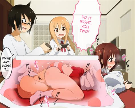 Rule 34 1boy 2girls Black Hair Blonde Hair Blush Bottomless Breasts Brother And Sister Brown