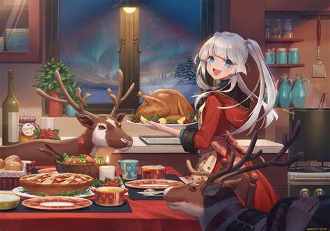 Обои Аниме Зима Новый Год Рождество обои для рабочего стола фотографии аниме зима новый