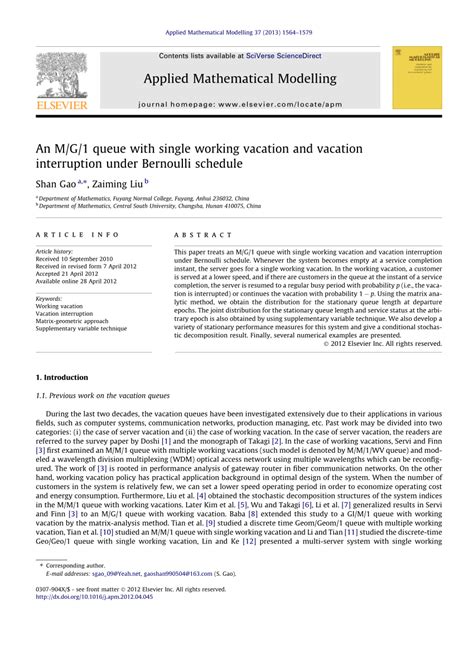 Pdf An Mg1 Queue With Single Working Vacation And Vacation