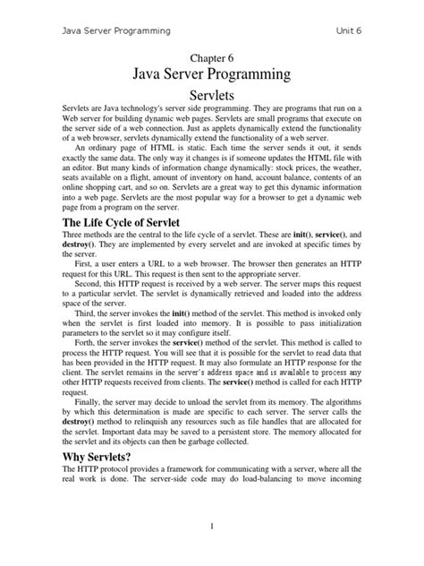 Unit 6 Java Server Programming Pdf World Wide Web Internet And Web