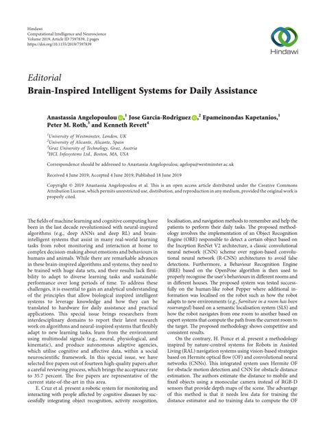 Pdf Editorial Brain Inspired Intelligent Systems For Daily Assistance