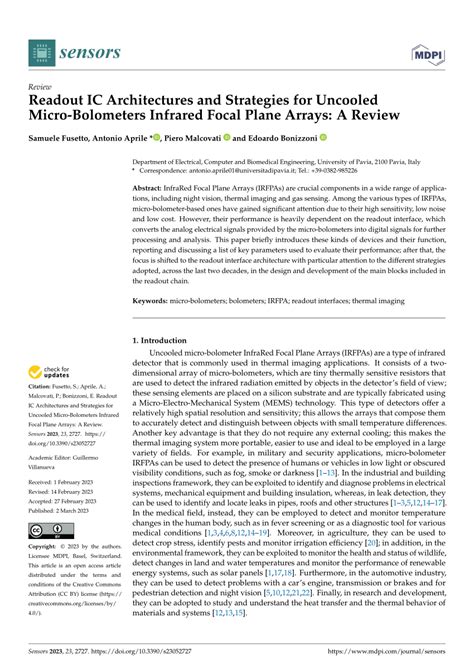 PDF Readout IC Architectures And Strategies For Uncooled Micro Bolometers Infrared Focal Plane