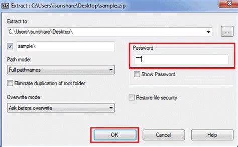 비밀번호로 보호된 Zip 파일을 여는 방법 100 작동