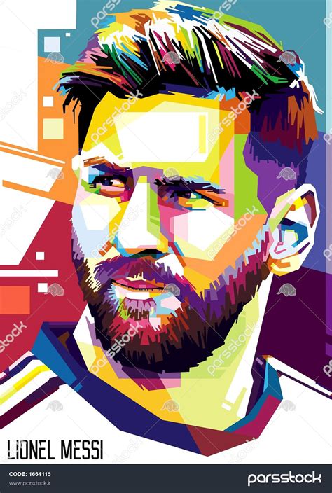 تصویرسازی و نقاشی دیجیتال پوستر چهره لیونل مسی و نام او 1664115