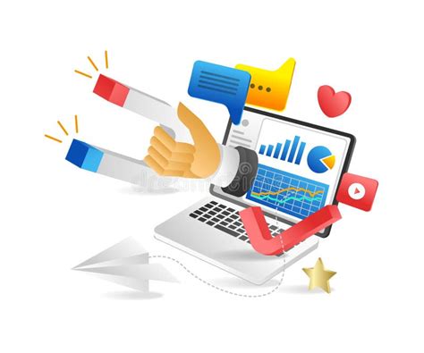 Flat Isometric 3d Illustration Magnet Attracting Customer Marketing