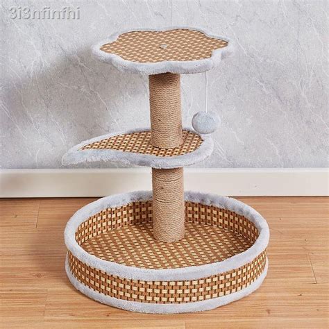 แมวปีนเขากรอบแมวครอกแมวต้นไม้หนึ่งฤดูร้อนขนาดเล็กเสื่อหวายเสื่อไม่วางเศษซากแมวป่านศรนารายณ์