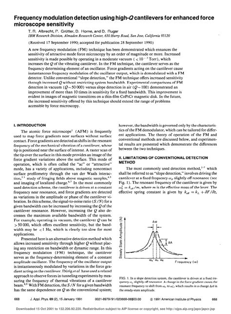 Pdf Frequency Modulation Detection Using High Q Cantilevers For Enhanced Force Microscope