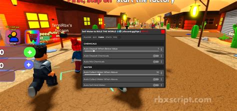Sell Water To RULE THE WORLD Auto Farm Walkspeed Modifier Jump Power Modifier Scripts RbxScript