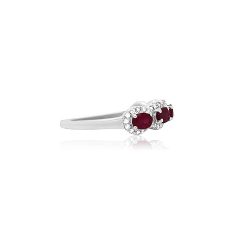 5 111k Stone Oval Ruby Round Brilliant White Diamond 14k White Gold