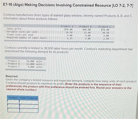 solved e7 16 algo making decisions involving constrained