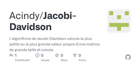 Github Acindyjacobi Davidson Lalgorithme De Jacobi Davidson