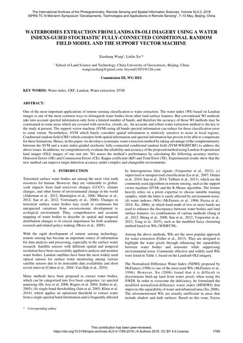 pdf waterbodies extraction from landsat8 oli imagery using awater