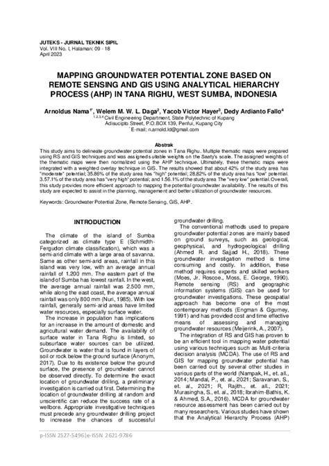 Pdf Mapping Groundwater Potential Zone Based On Remote Sensing And Gis Using Analytical