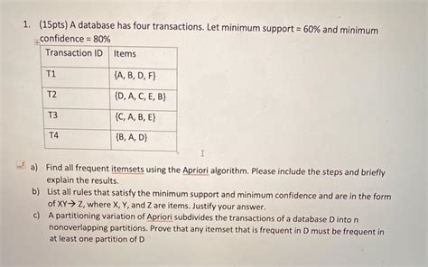 solved 1 15pts a database has four transactions let