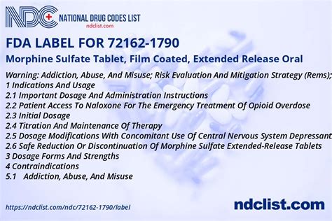 Fda Label For Morphine Sulfate Tablet Film Coated Extended Release Oral Indications Usage