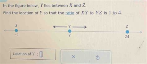 Solved In The Figure Below Y Lies Between X And Z Find The Location
