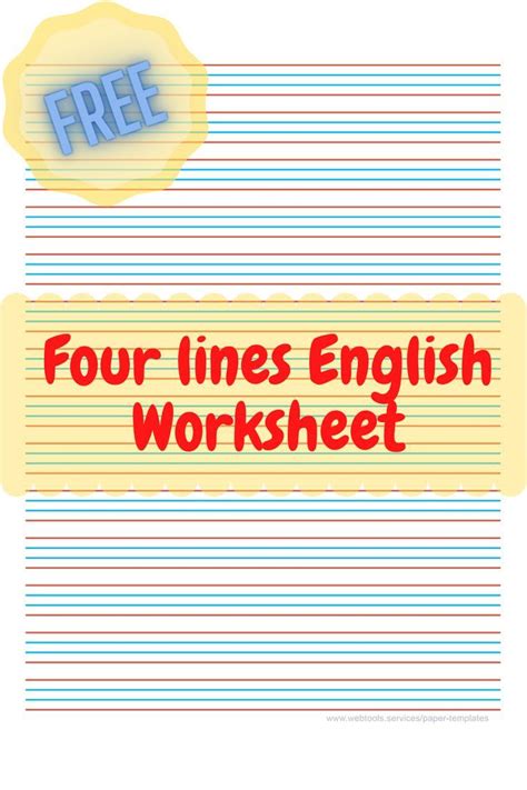 Four Lines English Worksheet Writing Paper Template English Alphabet