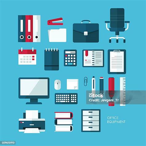세트 벡터 평편 디자인식 컨셉입니다 아이콘 사무실 장비 컴퓨터 프린터에 대한 스톡 벡터 아트 및 기타 이미지 컴퓨터 프린터 개념 개념과 주제 Istock