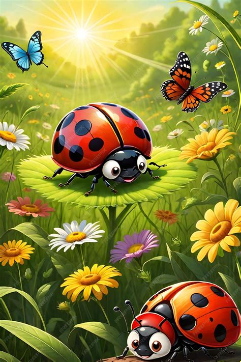Premium Photo Smiley Cartoon Ladybug A Smiley Cartoon Butterfly