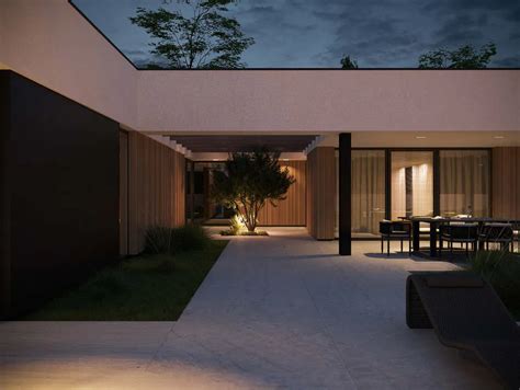 L Shaped Ground Floor House Project 101624 Flat Roof High Tech 4 Bedrooms 3 Bathrooms 2