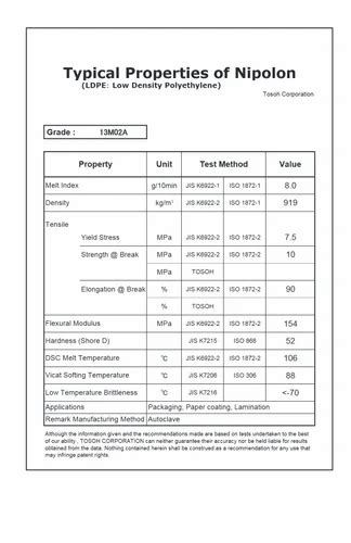 Natural Tosoh Ldpe Extrusion Coating 8 Mfi Nipolon 13m02a At ₹ 72 Kg Ldpe Polymer In Ahmedabad