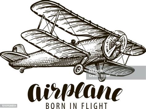 비행 비행기 복 엽 비행기입니다 빈티지 스케치 벡터 일러스트 레이 션 복엽기에 대한 스톡 벡터 아트 및 기타 이미지 복엽기 비행기 복고풍 Istock