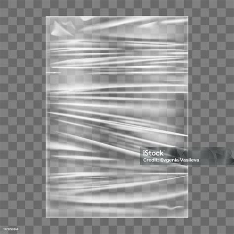 투명 한 스트레치 플라스틱 랩 텍스처 사실적인 폴리에틸렌 래핑 스트레치 필름 배경 벡터 투명 셀로판 패키지 모형 3차원 형태에 대한 스톡 벡터 아트 및 기타 이미지 Istock