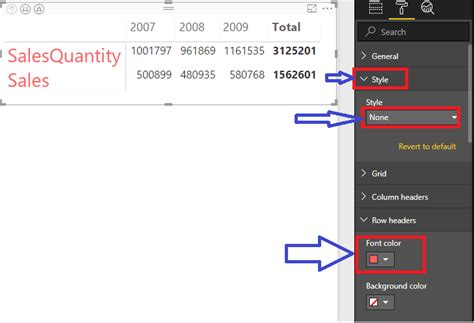 matrix visual format row header when values are a microsoft